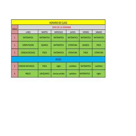 Horario de clases melissa | DOCX