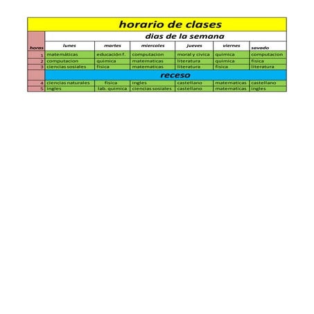 Horario de clases | DOCX