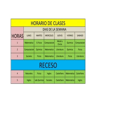 Horario de clases | DOCX