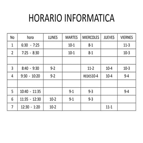 Horario informatica | PPT