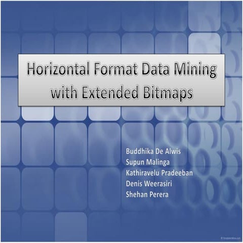 Horizontal Format Data Mining With Extended Bitmaps Ppt