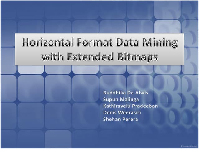 Horizontal Format Data Mining With Extended Bitmaps Ppt