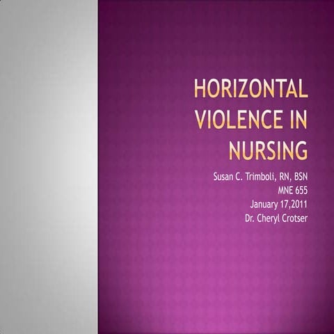Horizontal violence in nursing ppt | PPTX