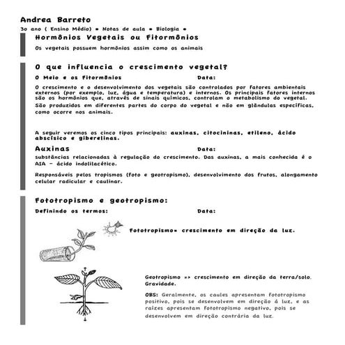Hormônios vegetais ou fitormônios | PDF