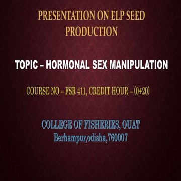 Hormonal Sex Manipulation Ppt
