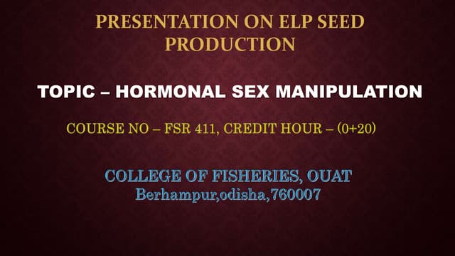 Hormonal Sex Manipulation Ppt