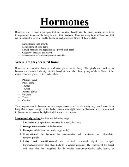 The presentation on animal hormones and their types | PPTX