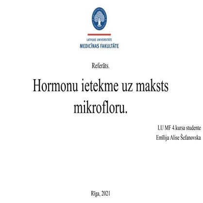 Hormonu ietekme uz maksts mikrofloru | PPTX