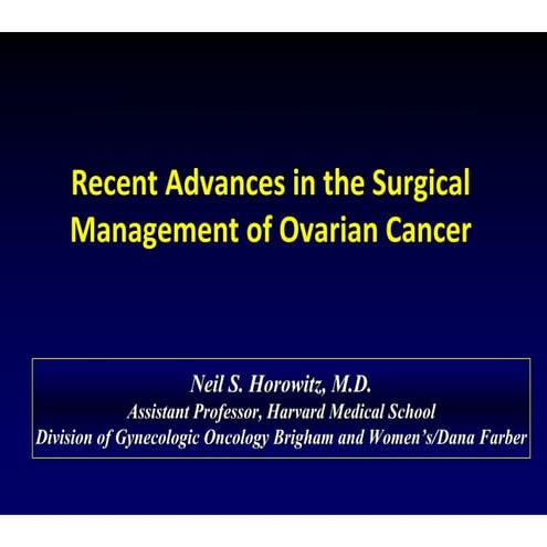Recent advances in the surgical management of Ovarian cancer | PDF
