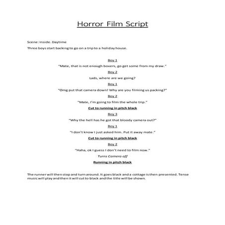 Horror film script | DOCX | Horror | Genres