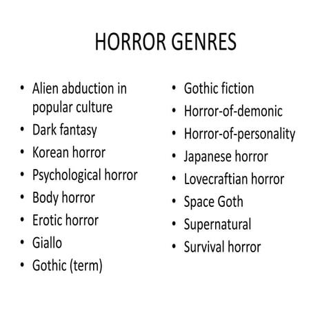 Horror genres | PPTX