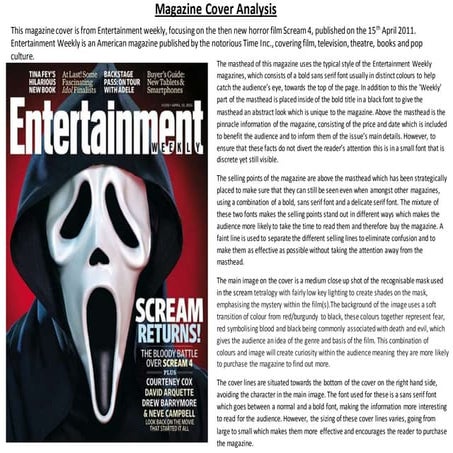 Horror magazine cover analysis | DOCX