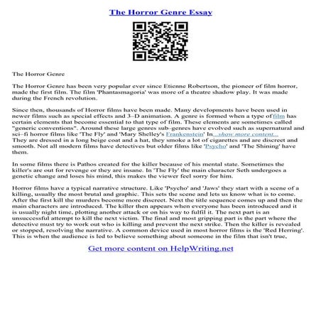 Horror Movies Essay | PDF