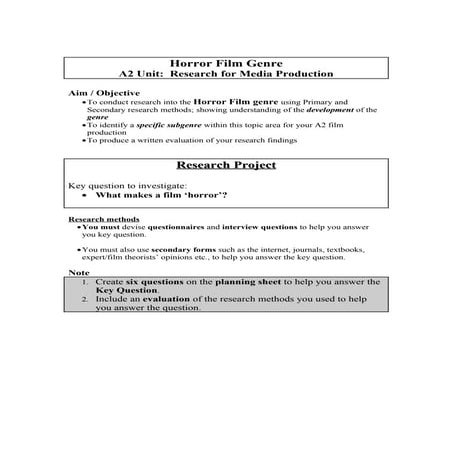 Horror research project | DOC