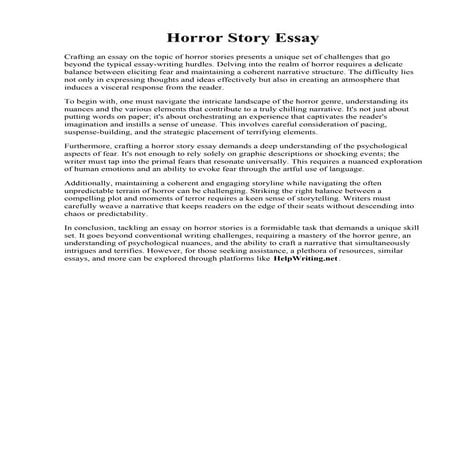 Horror Story Essay | PDF