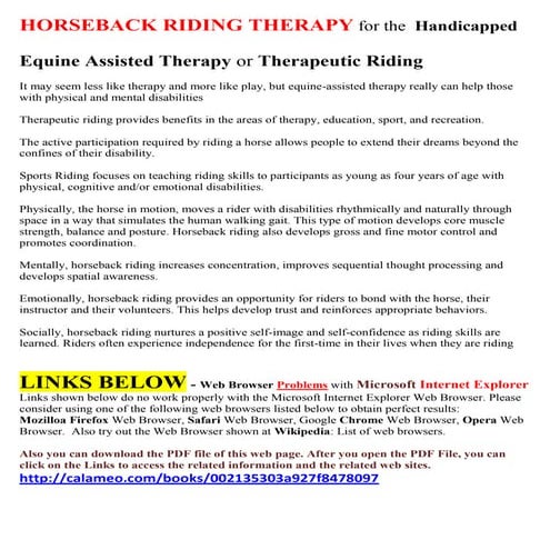 Horseback Riding Therapy | PDF