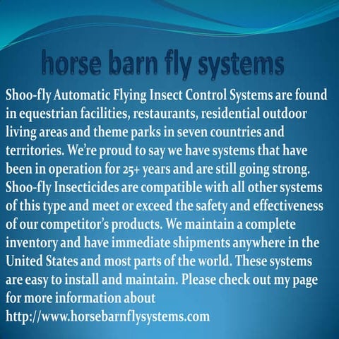 Horse barn fly systems | PPT