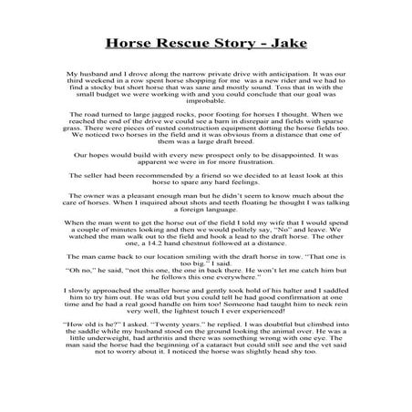 Horse rescue story jake | PDF