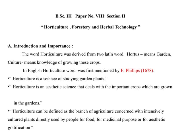 Horticulture introduction - Definition and Branches of Horticulture | PPT