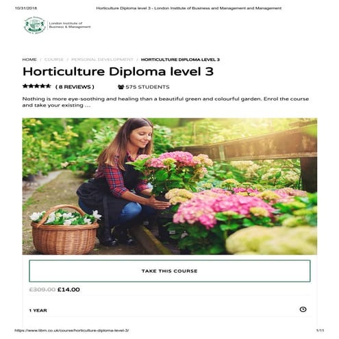 Horticulture Diploma level 3 - LIBM | PDF