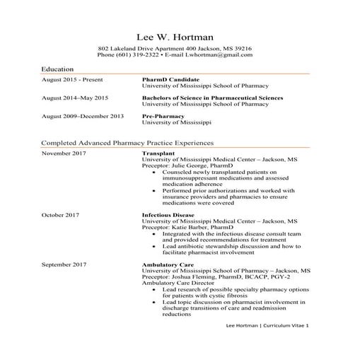 Hortman lee cv | PDF
