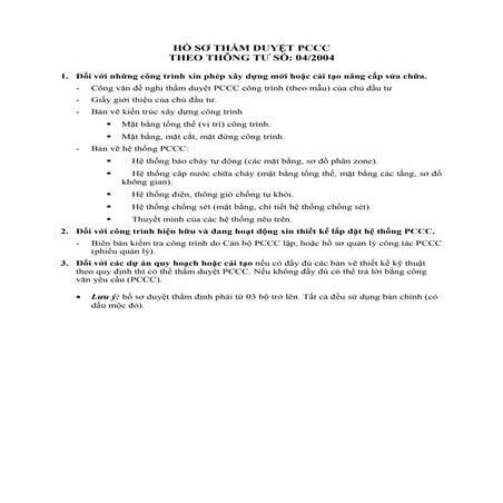 Ho so tham duyet pccc | PDF