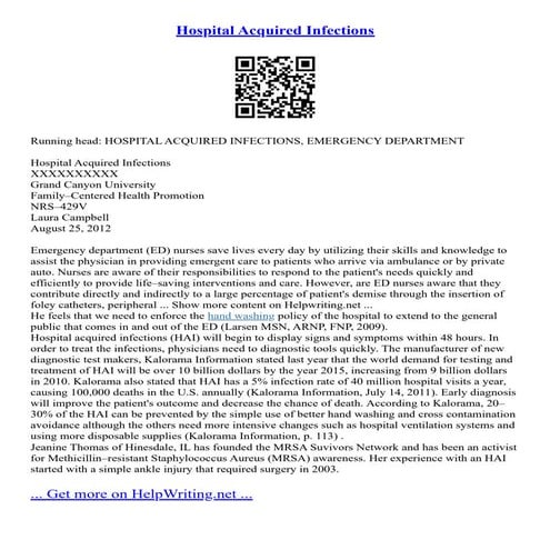 Hospital Acquired Infections | PDF