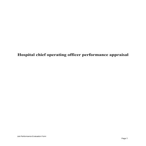 Hospital chief operating officer performance appraisal | DOC