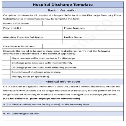 Hospital Discharge Fillable PDF Template | PDF