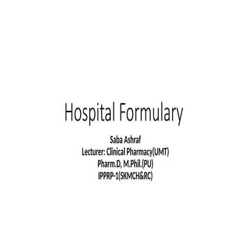 Optimizing Hospital Formulary Management | PPT