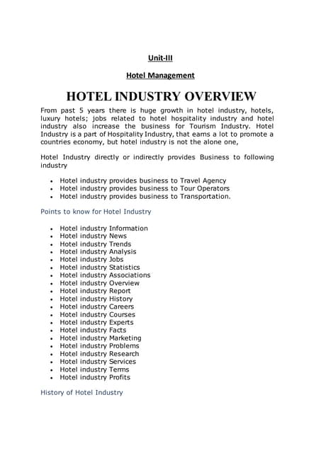 Hotel management | PPTX | Hospitality Industry | Industries