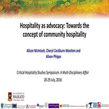 Hospitality as advocacy: Towards the concept of community hospitality ...