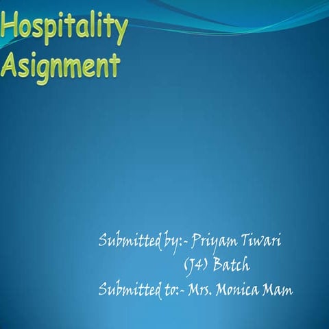 Hospitality assignment 2 | PPTX