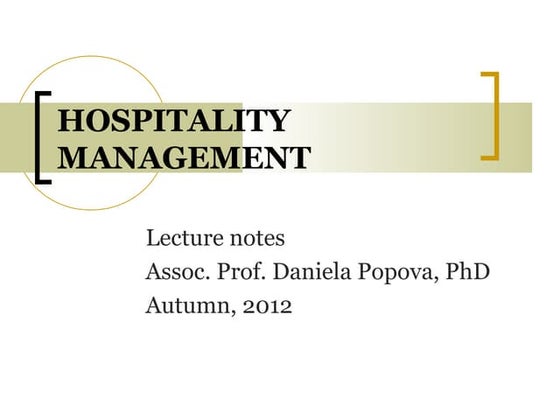 Introduction to Hospitality Industry | PPT