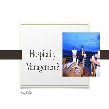 What is Hospitality operation management | PPTX