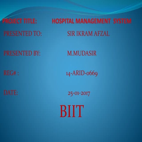 Hospital mangement system in C# | PPT