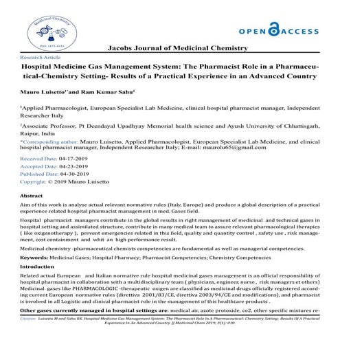 Hospital medicine gas management system luisetto m et al 2019 | PDF