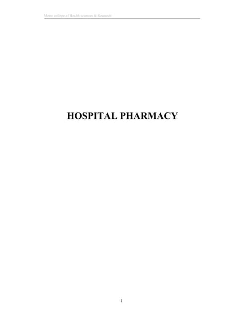 Sub divisions of hospital pharmacy | PDF | Pharmaceutical Industry | Industries
