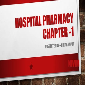 Hospital and clinical Pharmacy Chapter -1 | PPTX