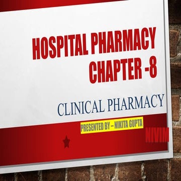 Hospital Pharmacy Chapter -8 Clinical Pharmacy | PPTX
