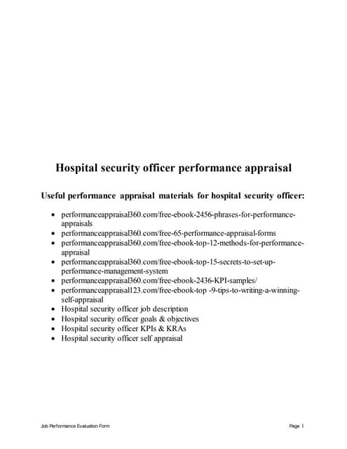Security officer performance appraisal | DOCX