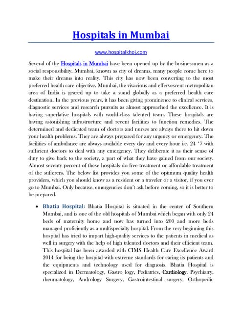 Hospital Profile | PDF