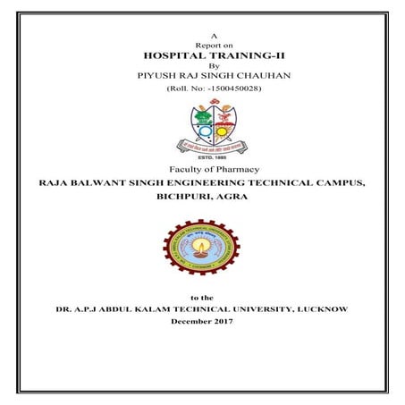 Hospital training report by Harish Sharma | DOCX