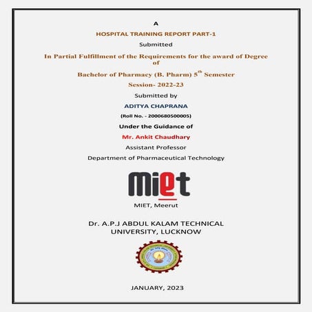 Hospital Training Report- AKTU Hospital Training Report | DOCX