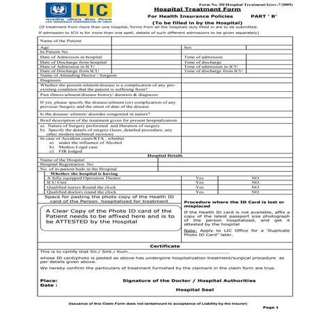 Hospitaltreatment form | PDF