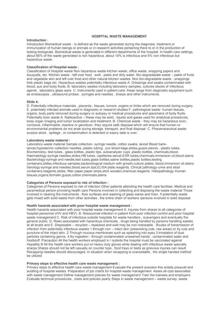 Disposal of sharp wastes(BIO MEDICAL WASTE MANAGEMENT) | PPTX | Medical ...