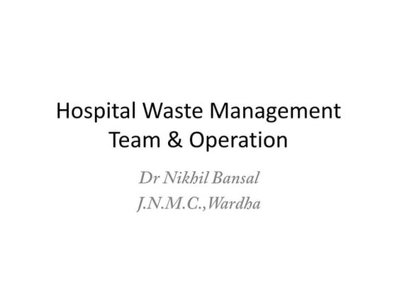 Healthcare Waste Management | PDF