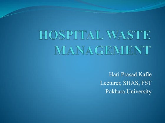 Health Care Waste Management (HCWM) Presentation | PPTX