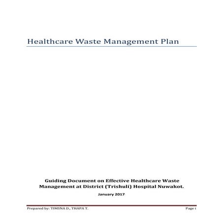Hospital waste management plan 2016 | PDF