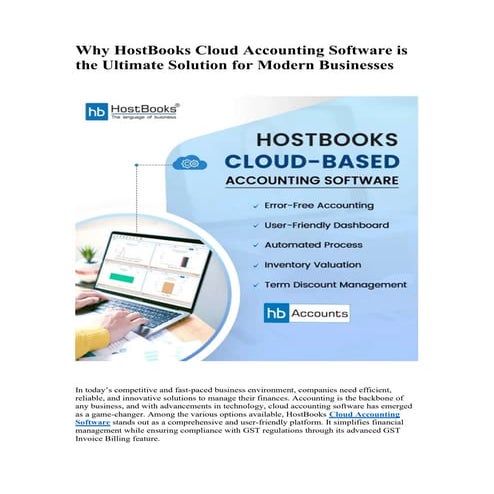 Why HostBooks Cloud Accounting Software is the Ultimate Solution for Modern Businesses | PDF